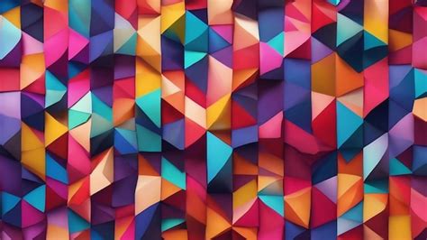 Premium Photo Panoramic Wallpaper Of Colorful Abstract Geometric Shapes Generative Ai