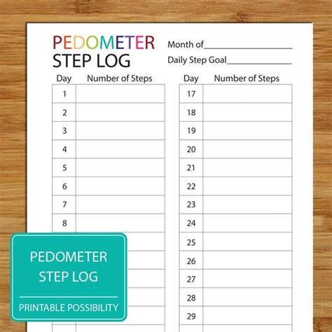 Steps Log For Pedometer Pedometer Step Tracker Exercise