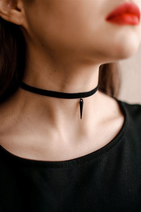 Spike Choker Black Choker Necklaces For Women Choker Velvet Etsy