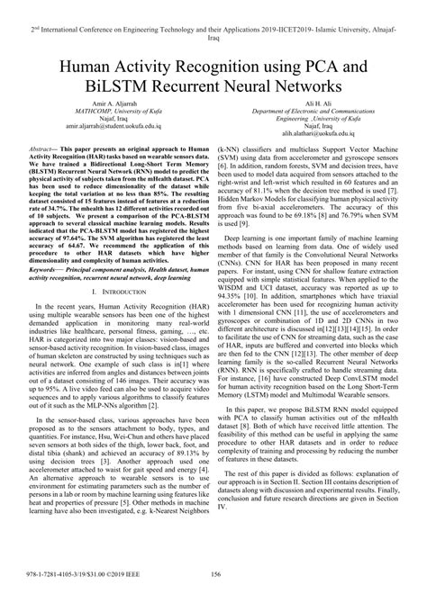 Pdf Human Activity Recognition Using Pca And Bilstm Recurrent Neural