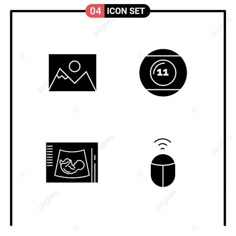 User Interface Pack Of 4 Basic Solid Glyphs Of Landscape Design Mouse Game Png And Vector