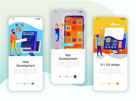 Set Of Onboarding Screens User Interface Kit For Web And App
