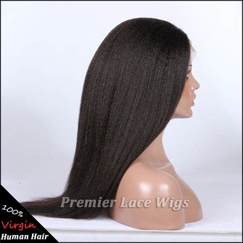 Stock Brazilian Virgin Hair Kinky Straight Glueless Lace Front Wigs