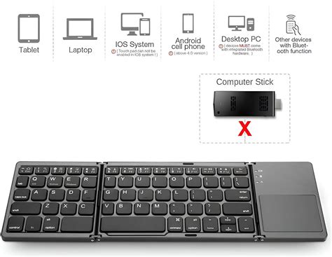 Foldable Bluetooth Keyboard Folding Wireless Portable Keyboard Usb C Rechargeable For Ios