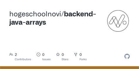 Github Hogeschoolnovibackend Java Arrays