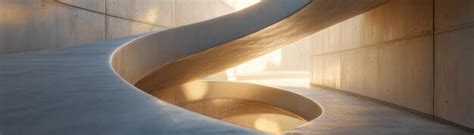 Abstract Concrete Structure With Curved Walls And Golden Light Premium Ai Generated Image