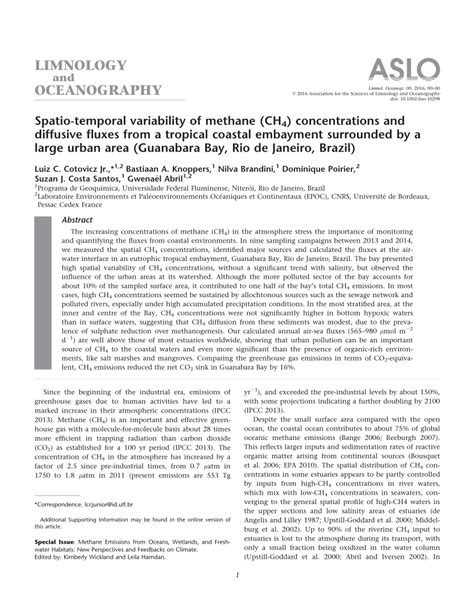 Pdf Spatio Temporal Variability Of Methane Ch4 Concentrations And