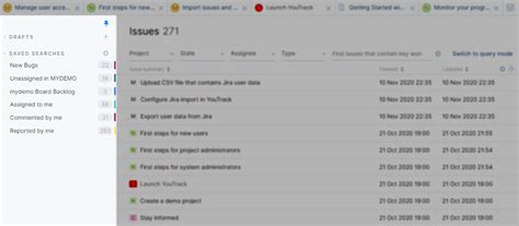 The Issues List Youtrack Server