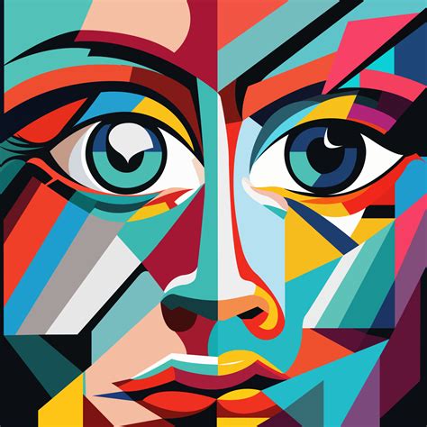 Human Face In An Abstract Style Cubic Portrait Drawing For Graphics Poster Banner 20616904