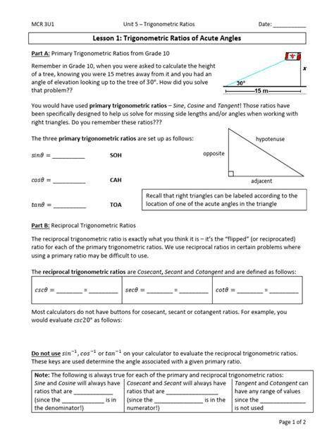 Lesson 1 Trigonometric Ratios Of Acute Angles Pdf Trigonometric Functions Trigonometry