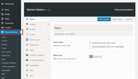 Theme Options Panel Opinion Wordpress Theme Documentation Meks