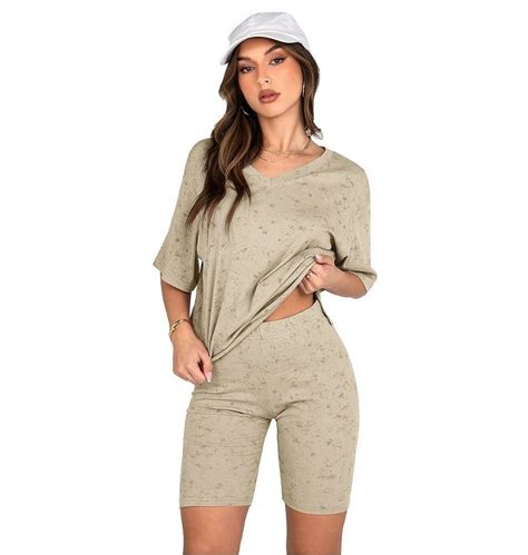 Vettres 반바지 세트 여성용 2 피스 의상 여름 캐주얼 스웨트 슈트 운동 오버 사이즈 티셔츠 2027 티몬