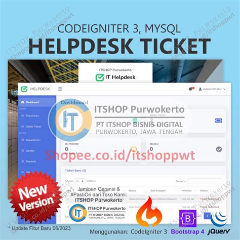 jual source code aplikasi web it help desk ticket helpdesk codeigniter