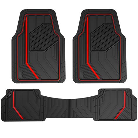Genuine Dickies 3 Piece Durasport Black And Red Rubber Floor Mat