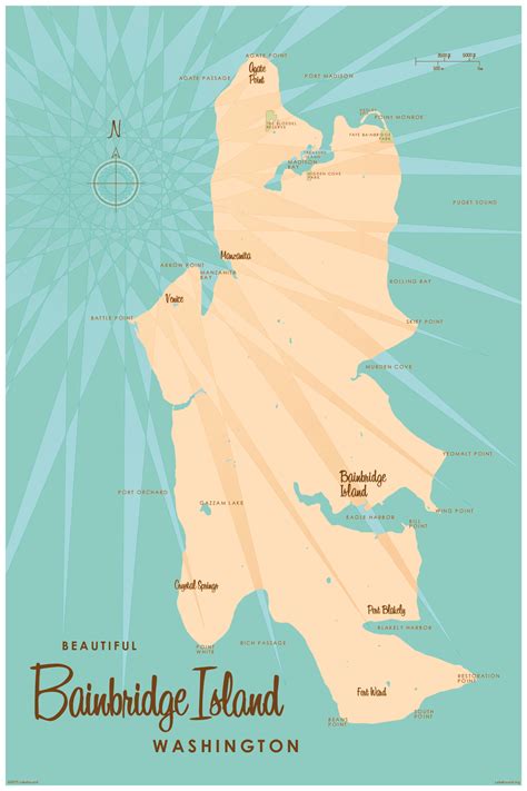 Bainbridge Island Wa Lake Map Murals Your Way