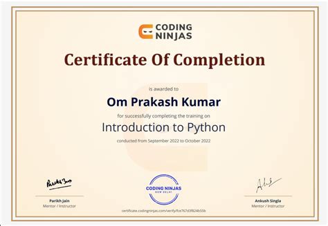 Om Prakash Kumar On Linkedin Training Codingninjas Python Coding