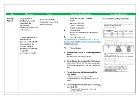 Applied Productivity Tools Using Power Point And Spreadsheet Day