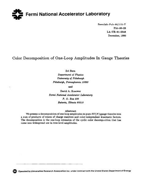 Pdf Color Decomposition Of One Loop Amplitudes In Gauge Theories