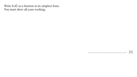 Recurring Decimals To Fractions Past Paper Questions For Igcse Cambridge 0580