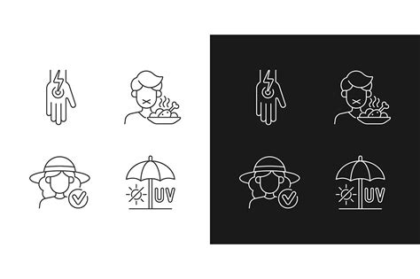 Sunstroke And Sunburn Linear Icons Outline Icons ~ Creative Market