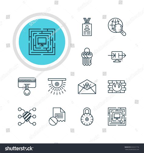 Vector Illustration 12 Data Protection Icons Stock Vector Royalty Free