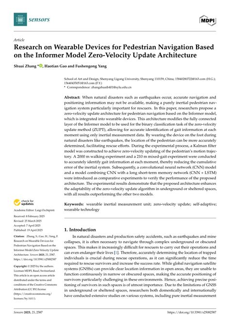 Pdf Research On Wearable Devices For Pedestrian Navigation Based On The Informer Model Zero