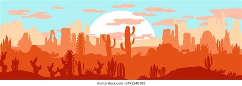 Desert Landscape Layered Background Prairies Parallax Stock Vector Royalty Free 2492240185