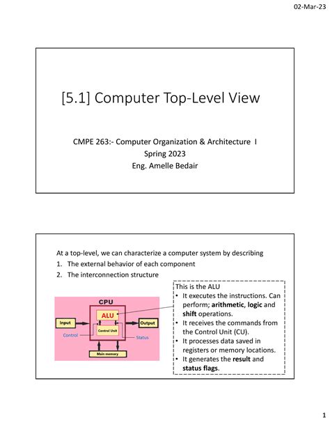 [05 1] top level view lecture note summary [5] computer top‐level