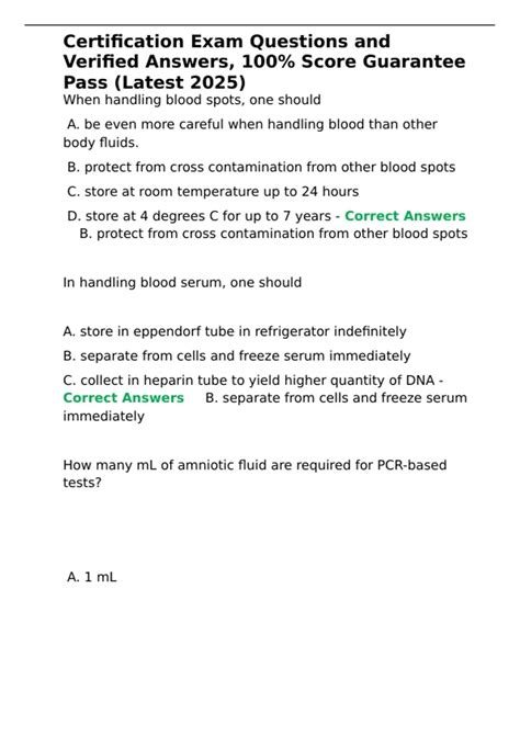 Certification Exam Questions And Verified Answers 100 Score Guarantee Pass Latest 2025