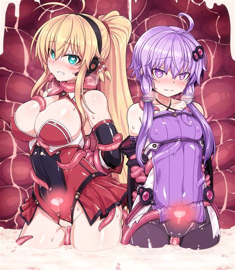 Rule 34 2girls Ahoge Ambiguous Penetration Antenna Hair Bare Shoulders Blonde Hair Blush