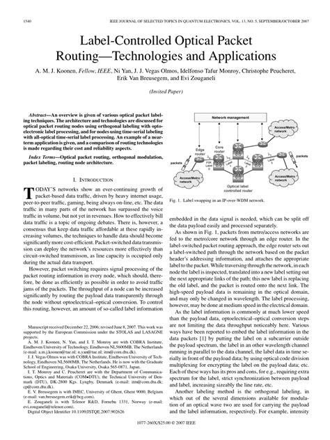 pdf label controlled optical packet routing—technologies and applications