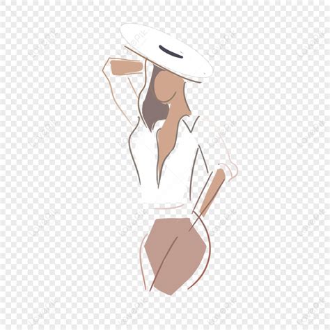 손으로 그린 만화 아름다운 여자 일러스트 그림 모자 흰 옷검은 피부 Png 일러스트 무료 다운로드 Lovepik