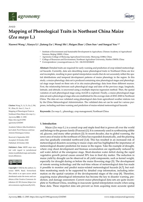 pdf mapping of phenological traits in northeast china maize zea mays l