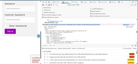 Javascript 500 Internal Server Error During Sign Up Stack Overflow