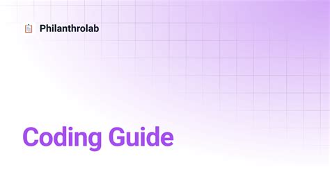 Coding Guide Philanthrolab