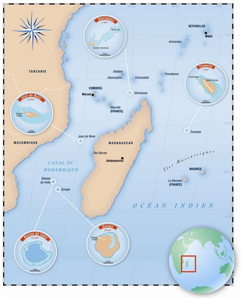 Map Of The Scattered Islands In The Indian Ocean Îles Éparses De L