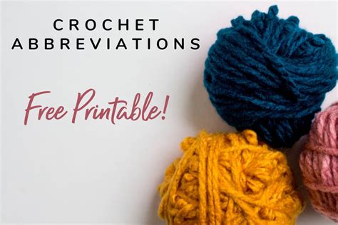 Common Crochet Abbreviations Free Printable Begin Crochet