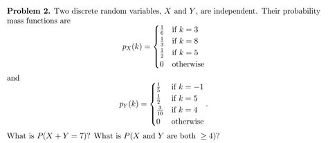 Solved Problem 2 Two Discrete Random Variables X And Y