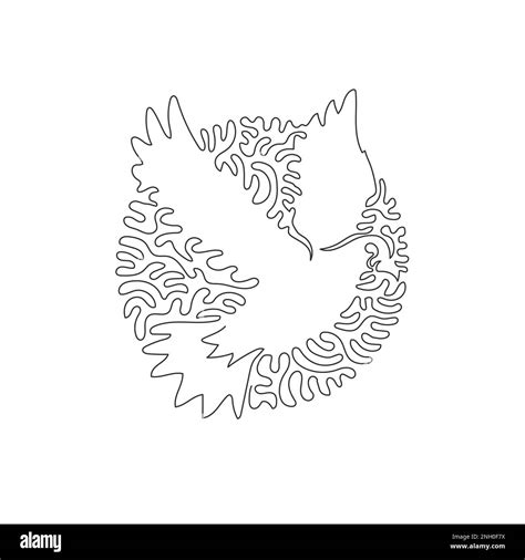 Single Swirl Continuous Line Drawing Of Cute Dove Abstract Art Continuous Line Drawing Graphic