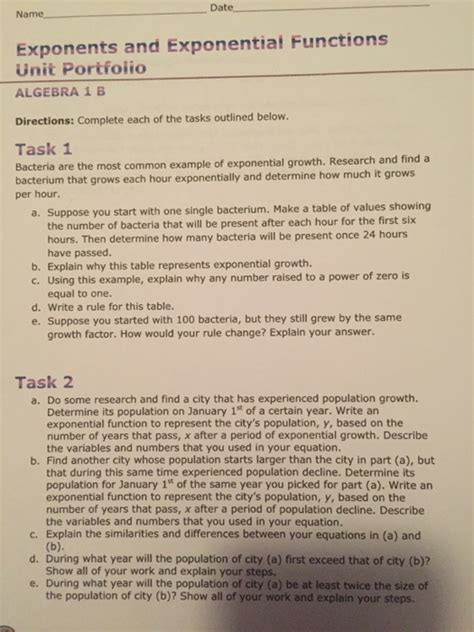 solved date name exponents and exponential functions unit
