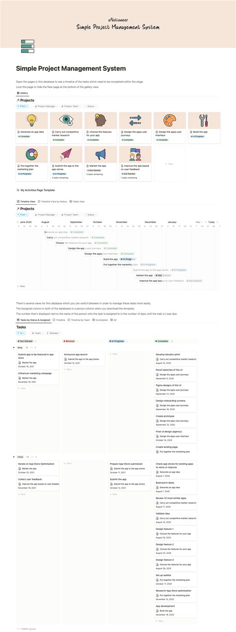 Simple Project Management System Notion Template