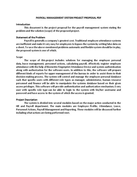 Payroll Management System Project Proposal Scope And Modules Overview