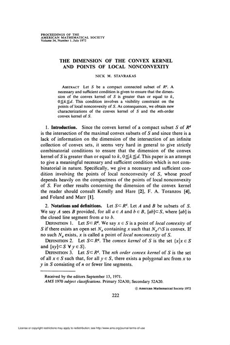Pdf The Dimension Of The Convex Kernel And Points Of Local Nonconvexity