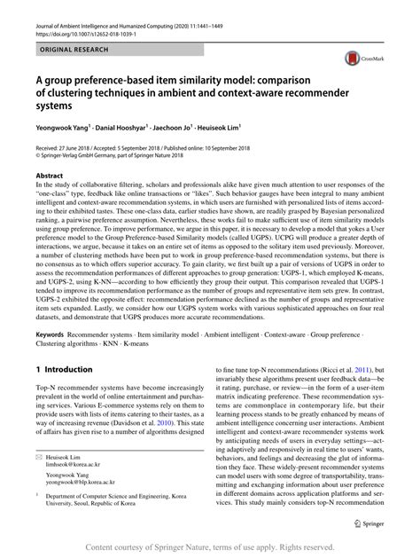 A Group Preference Based Item Similarity Model Comparison Of