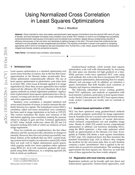 Pdf Using Normalized Cross Correlation In Least Squares Optimizations