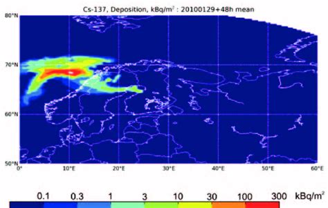 Cumulative Deposition Of 137 Cs 48 Hours After A Hypothetical Reactor Download Scientific