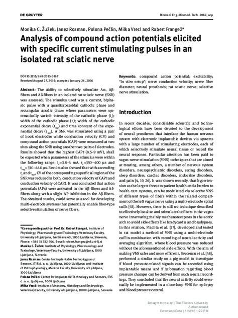 Pdf Analysis Of Compound Action Potentials Elicited With Specific Current Stimulating Pulses