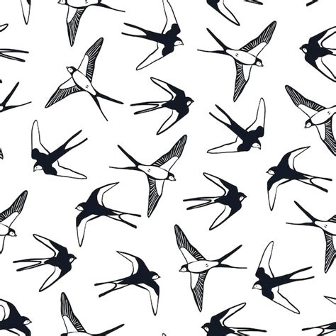 Premium Vector Swallow Bird Vector Seamless Pattern