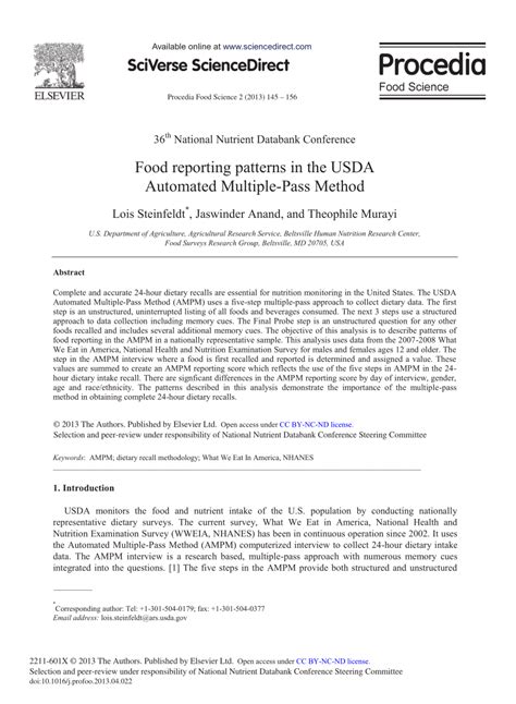 Pdf Food Reporting Patterns In The Usda Automated Multiple Pass Method