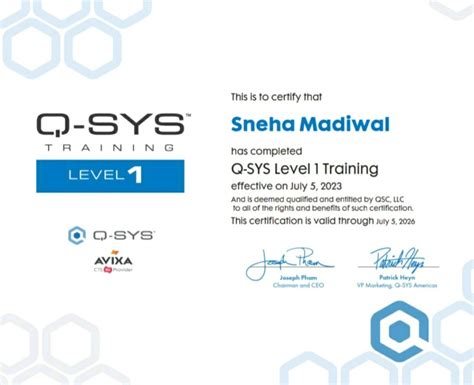 sneha m on linkedin i m happy to share that i have completed q sys level 1 successfully qsc…